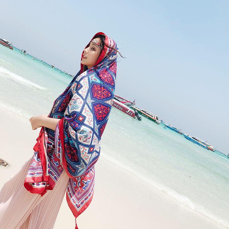 Cheap Women Silk Scarf MODERN NEW SAGA Summer Beach Shawl Wraps Printed ...