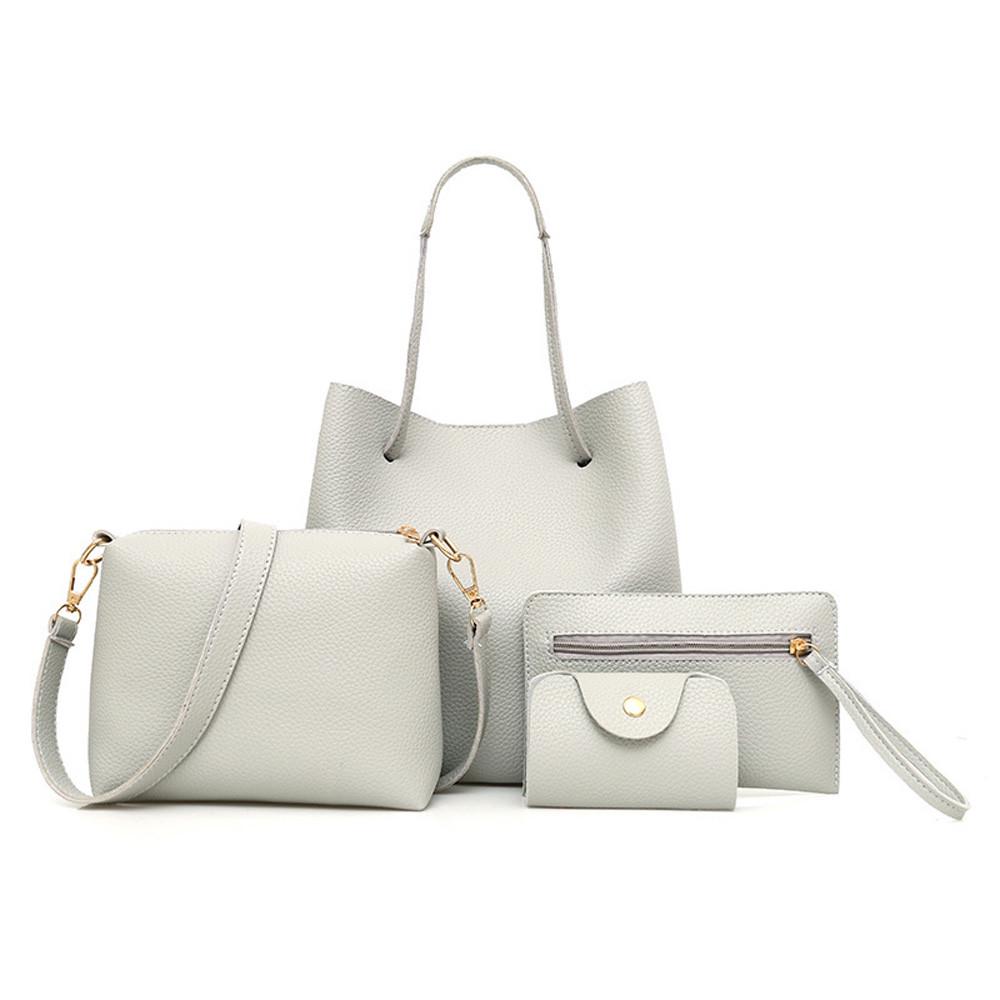CA 4Pcs Women Pattern Leather Handbag+Crossbody Bag+Messenger Bag+Card ...
