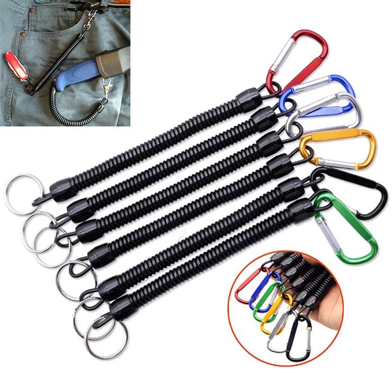 1PC Key Rings Fishing Lanyards Spring Rope Keychain Outdoor Fishing ...