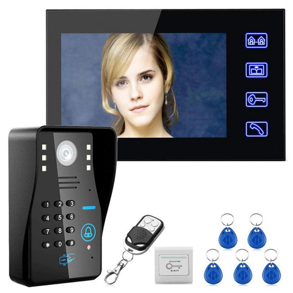 Buy 7 Inch Touch Key LCD RFID Password Video Door Phone Intercom Camera ...