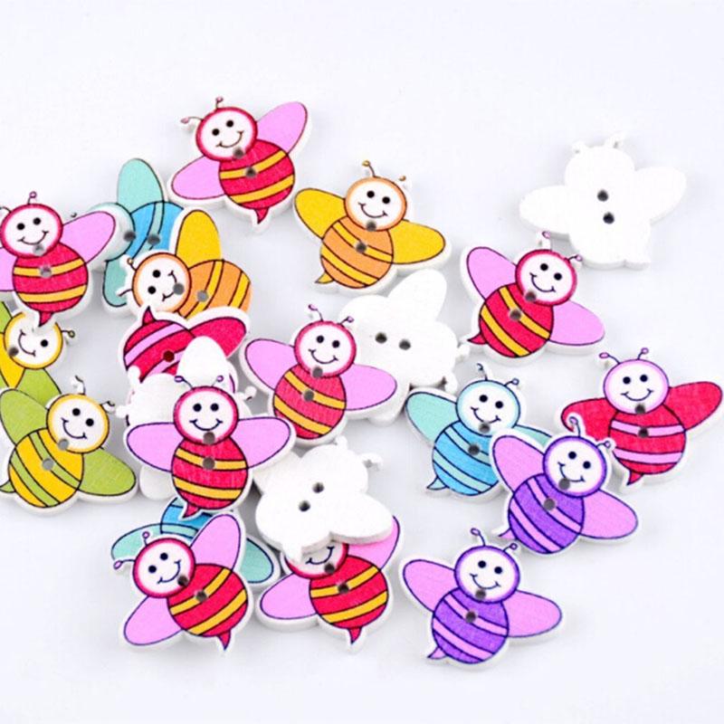 50pcs Scrapbook Decorative Buttons Handmade Wooden Buttons Variegated ...