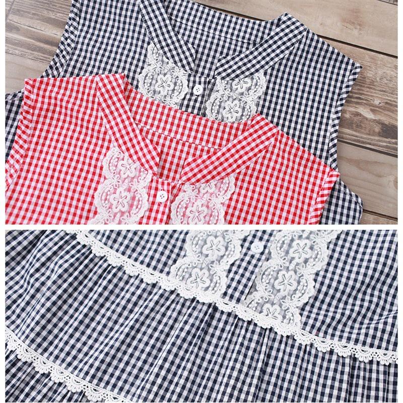 Buy Preppy Style Summer Women Sundress Vintage Black Red Plaid Dress ...