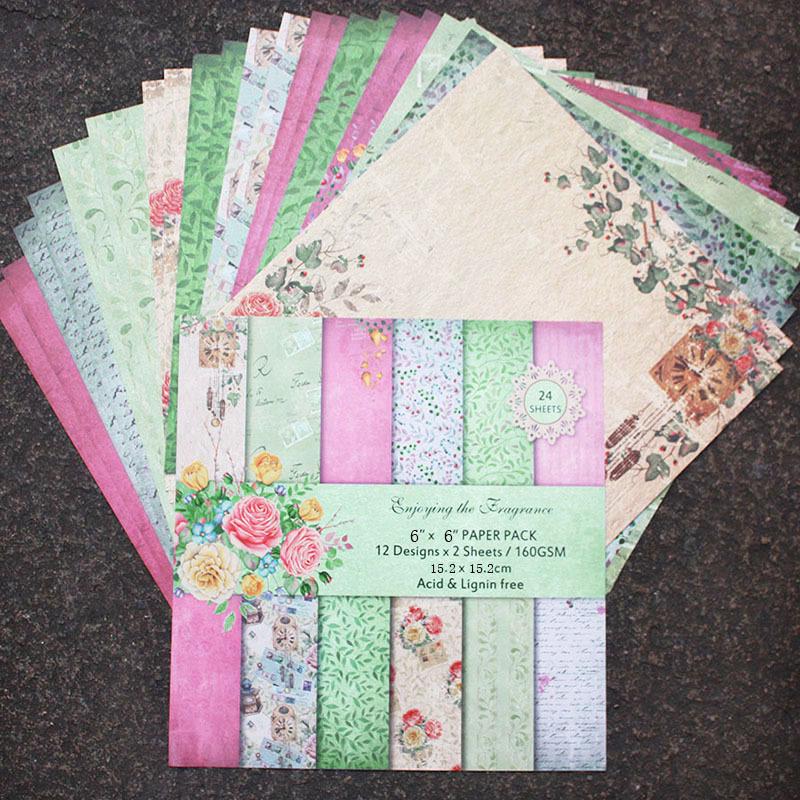 Buy 24 Sheets Rose Craft Paper Pads Cutting Dies Art Background Origami ...