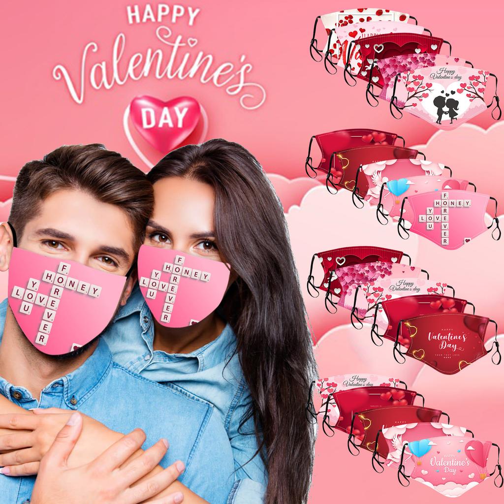 Buy 5pcs Mouth Cover for Valentine's Day Face Mask Reusable Washable ...