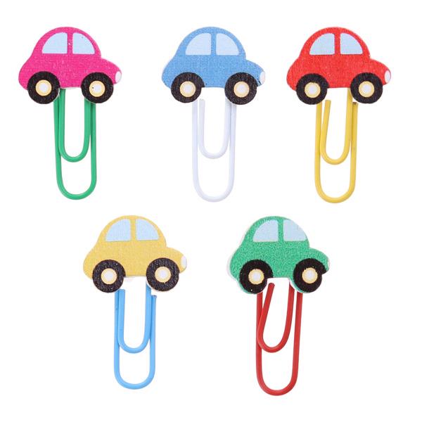 50pcs Cute Practical Wooden Car Shaped Paper Clips File Clamps Paper ...