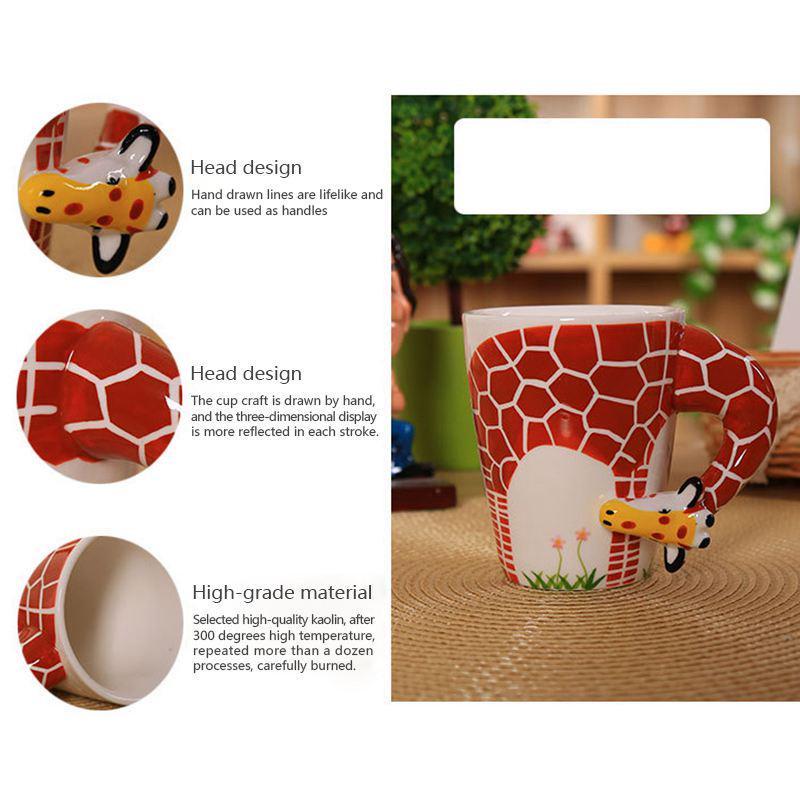 Buy Ceramic Coffee Milk Tea Mug 3D Animal Shape Hand Painted Animals ...