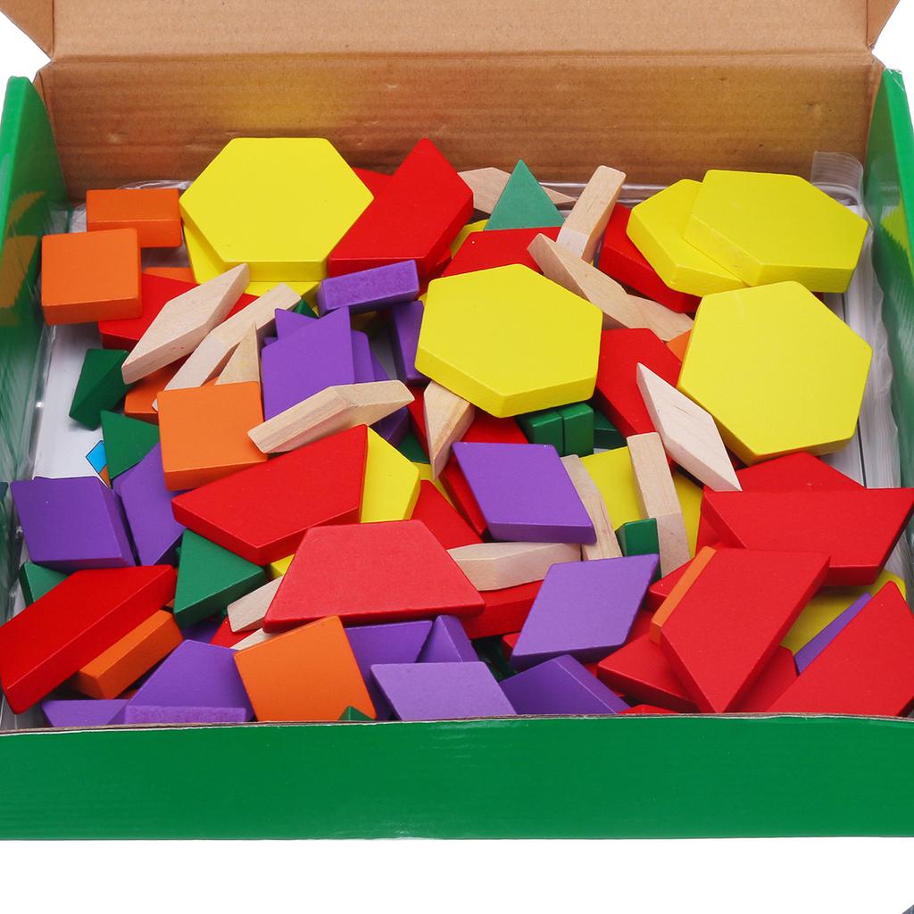 Buy 125pcs Wooden Pattern Block Set Creative Kids Educational Toys ...