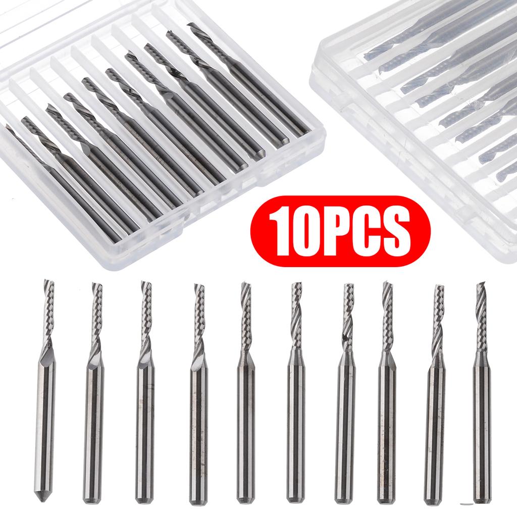 pdtoweb 10pcs New Shank 1/8" 2*12mm CNC Router Bit Single Flute Bit ...