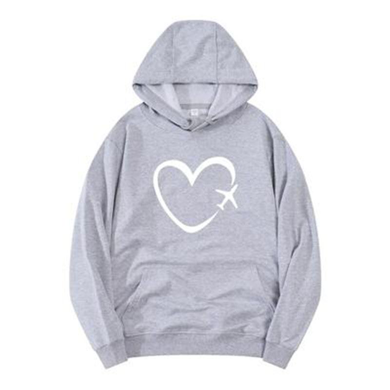 Travel Plane Heart Love Hoodie Women Men Cotton Unix Sex Sweatshirt Hip ...