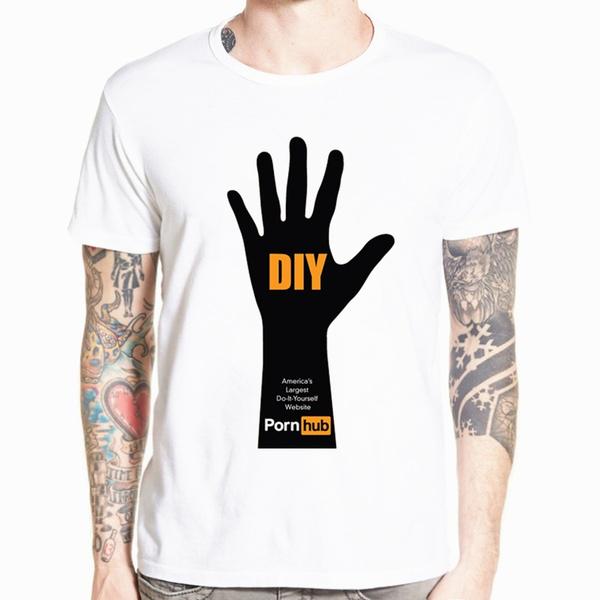Buy Classic DIY Pron Hub Men Funny Printed Fashion T-shirt Short Sleeve ...