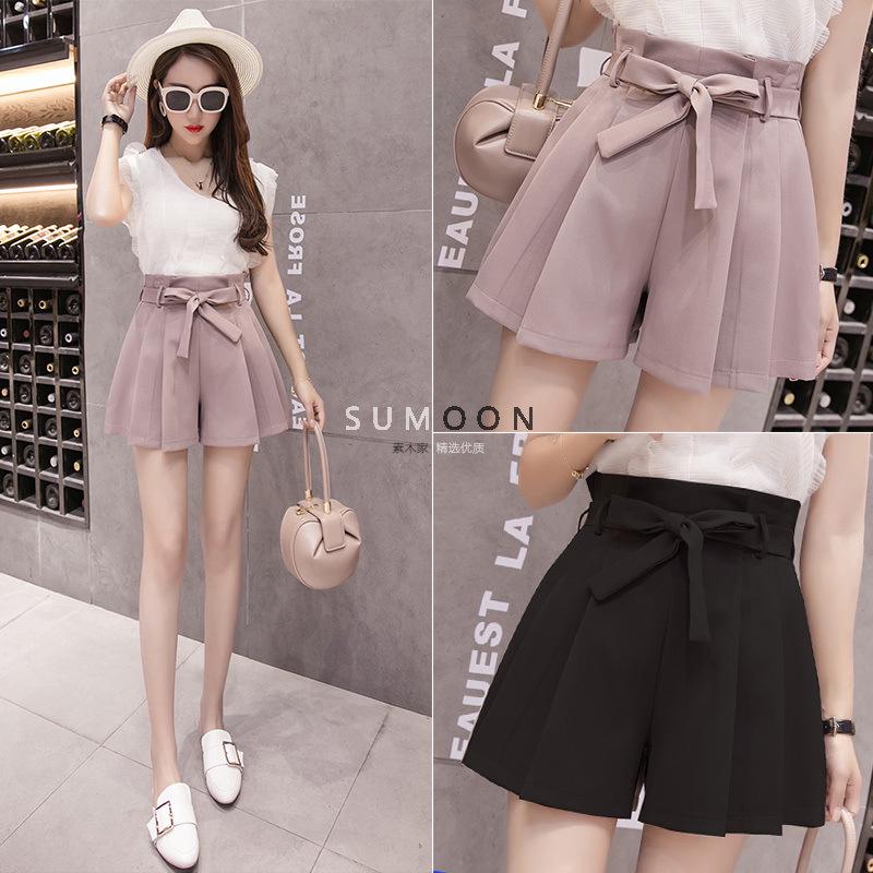 Buy High Waist Loose Wide Leg Pants Short Pants Casual Shorts at ...