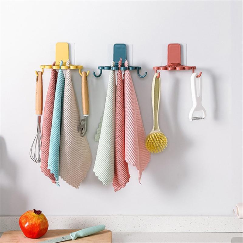Cheap Towel Racks Flower-shaped Rag Rack Kitchen Hook Organizer Wall ...