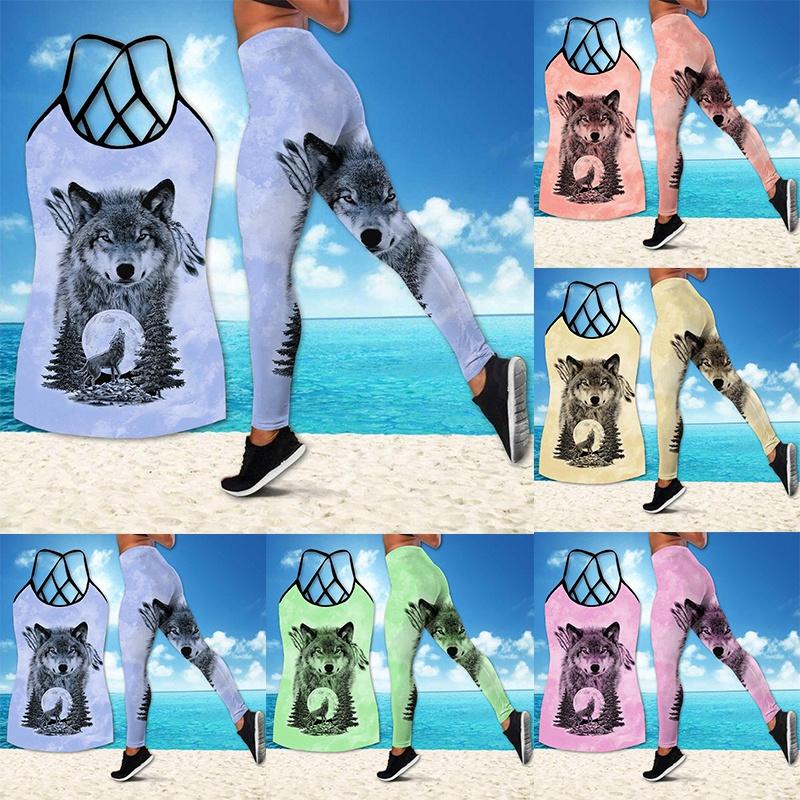 Summer Hip Tight Women's Slim Native American Wolf 3D All Over Printed ...