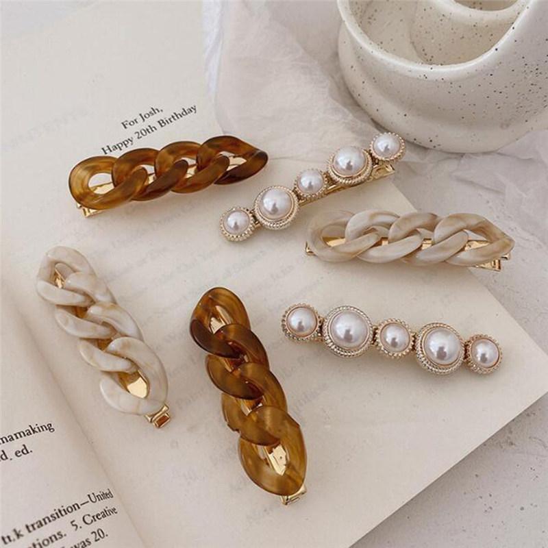 Buy 2pc/set Wind Chain Pearl Hairpin Combination Wild Hair Card Side ...