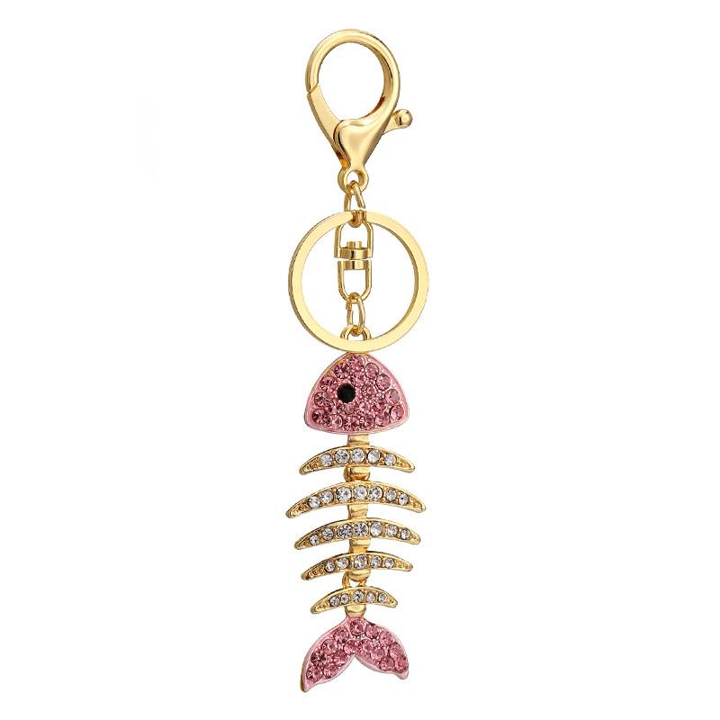 Buy Fashion Creative Rhinestone Fish Bone Pendant Keychain Lovely Bag ...