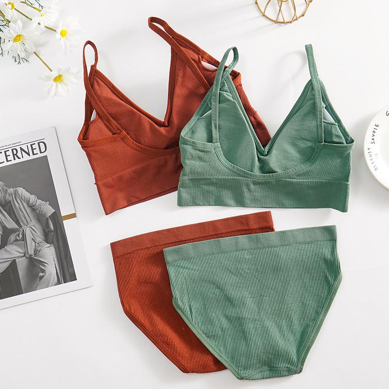 Cheap Women Bra Set Female Padded Tank Tops Pantys Vest U-Shaped Back ...