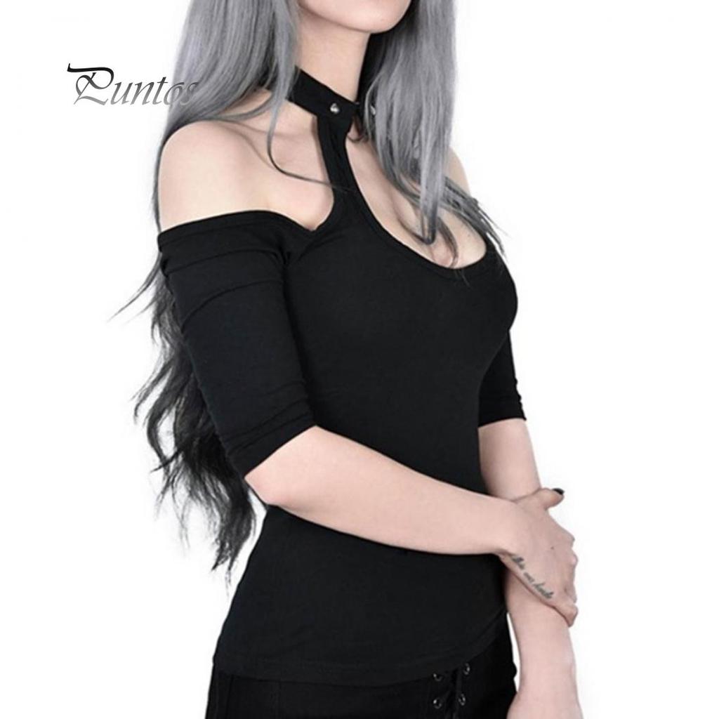 Buy Soft Products Sexy Halter Off Shoulder Backless Low Cut T-Shirt ...