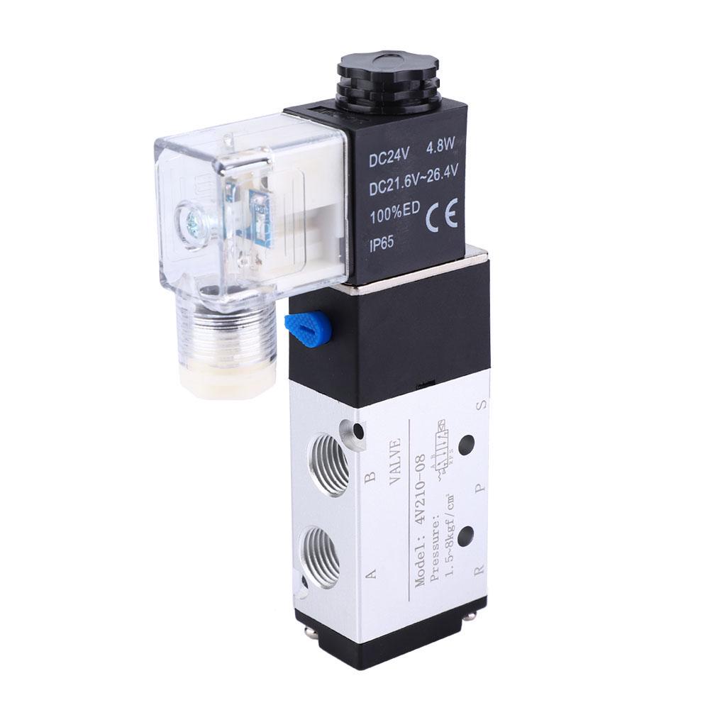DC24V Solenoid Air Valve-4V210-08 2 Position 5 Port Pneumatic Control ...