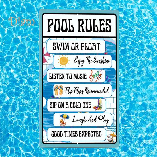 Buy LCP Noticeable Pool Rules Easy Mounting Wall Plaque Metal Eye ...