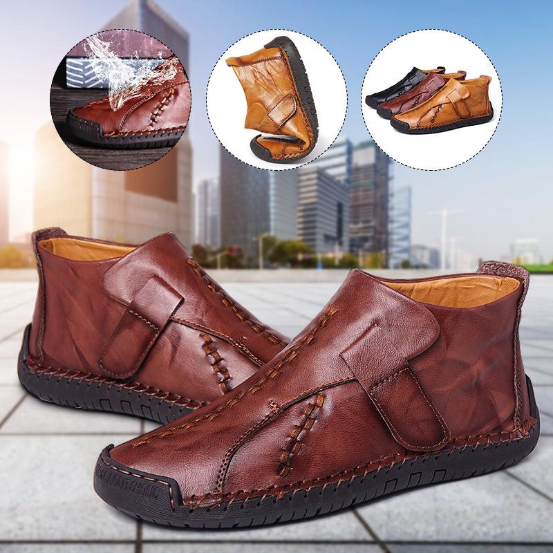 Buy Menico Boots Men Hand Stitching Hook Loop Ankle Boots Leather ...