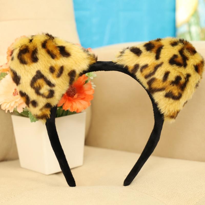 Plush Leopard Cosplay Costume Set Cute Ears Headband 3D Animal Paw ...