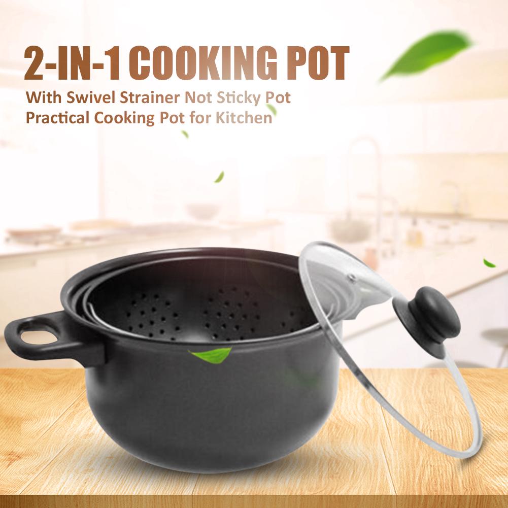 2-in-1 Cooking Pot with Swivel Strainer Not Sticky Practical Cooking ...