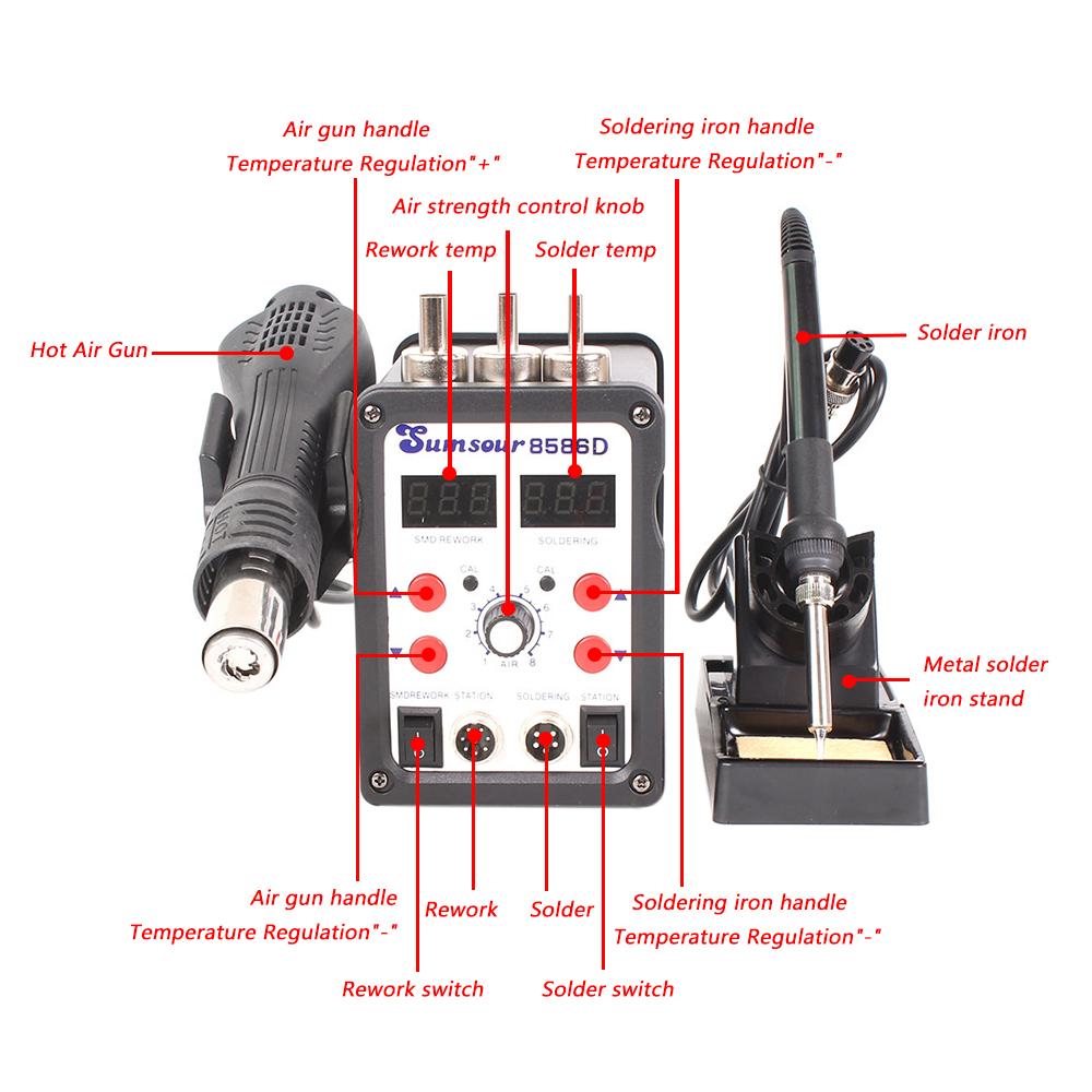 Cheap 8586D 750W Digital 2 in 1 SMD BGA Rework Soldering Station ...