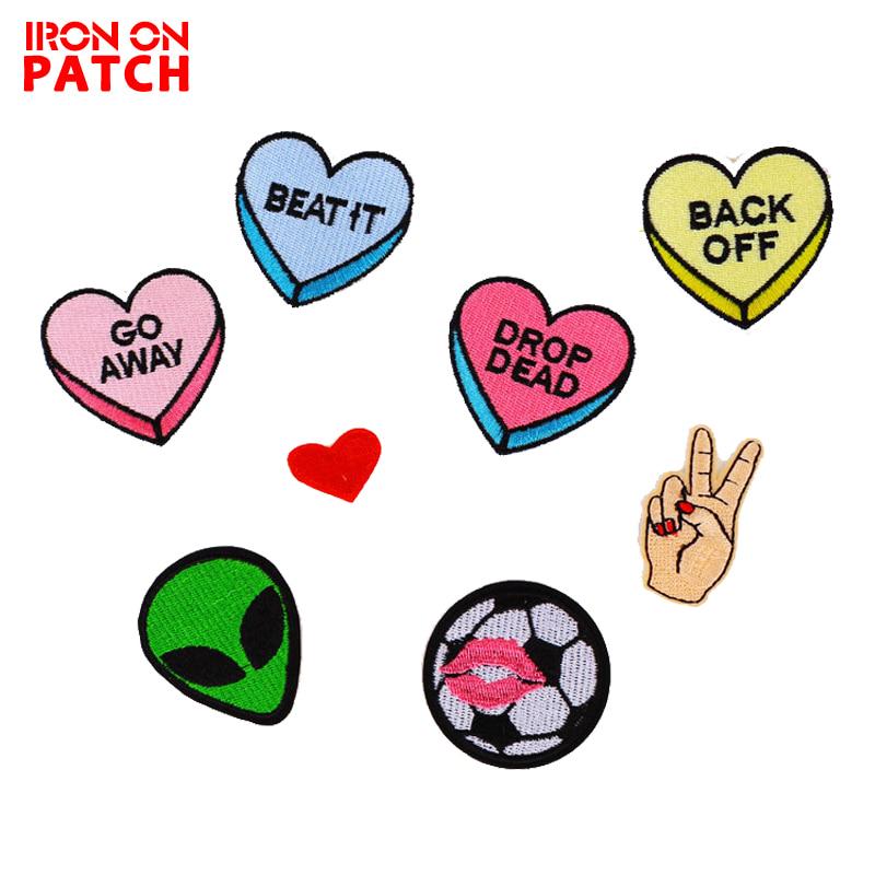 Go Way Iron Patches for Clothing Embroidery Yellow Heart Patches for ...