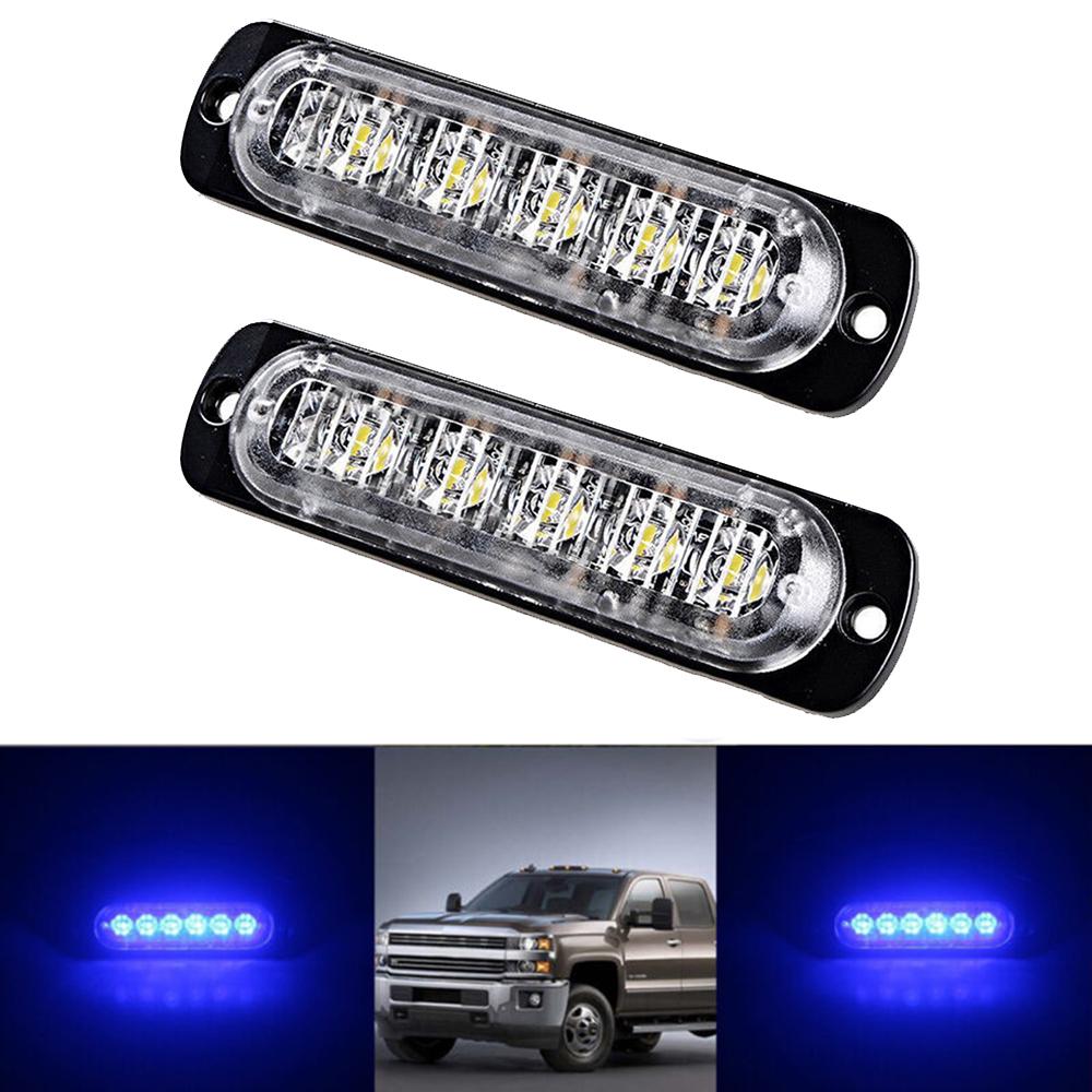 Buy 2Pcs 6 LED Car Truck Hazard Warning Beacon Flash Strobe Lights Bar ...