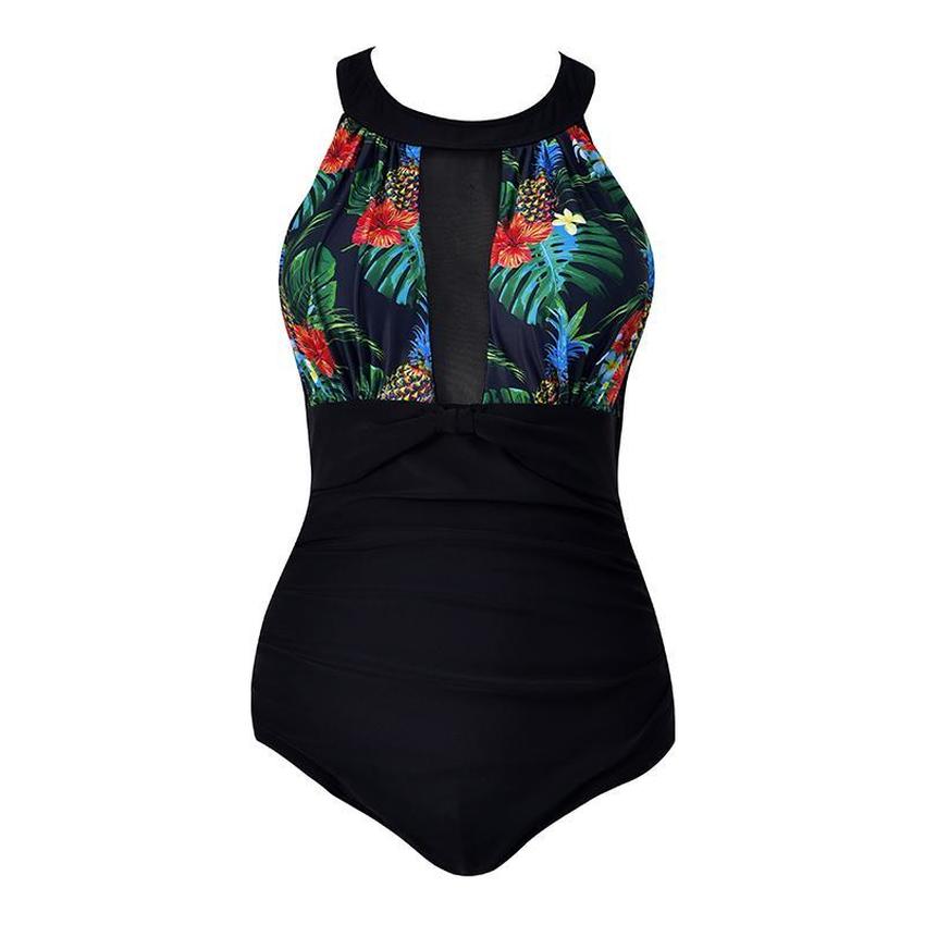 Buy Womens Plus Size Mesh Monokini High Neck Tummy Control Swimsuit ...