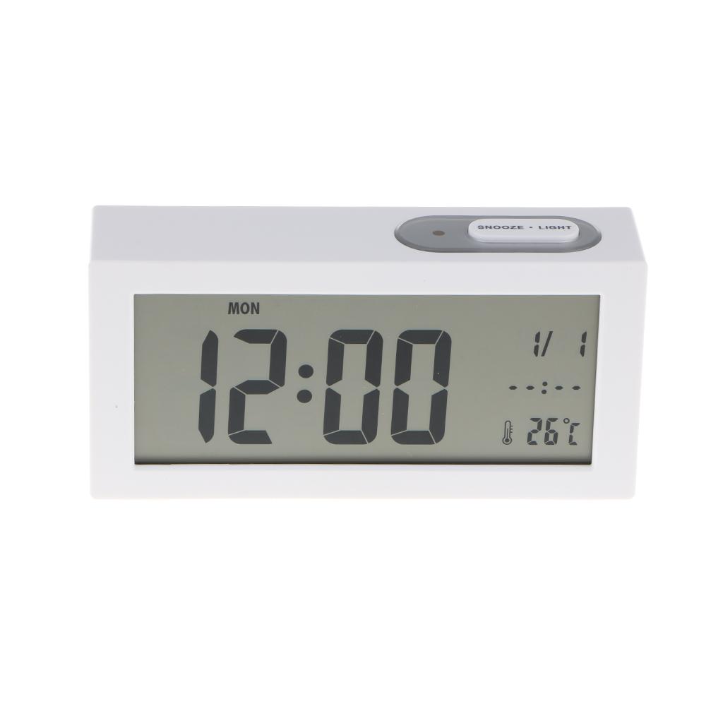 Buy Digital Alarm LED Clock Light Control Backlight Time Snooze white ...