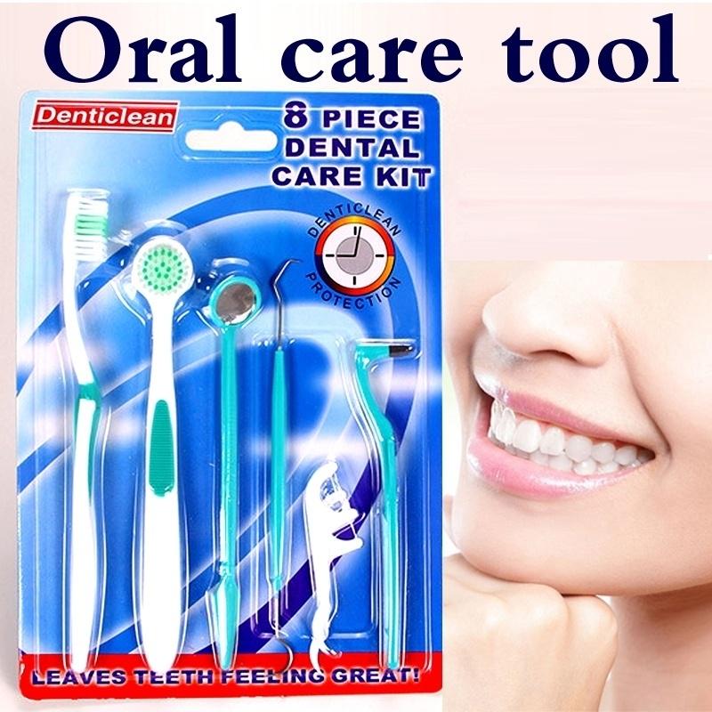 Buy Basic 8 Pcs Dental Oral Care Kit Pick Tooth Toothbrush Set Tool ...