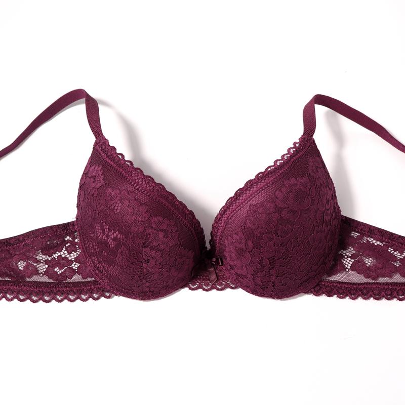 Cheap Women Thin French Bra Sexy Lace Print 3/4 Cup Bow Bras 2 Hooks ...