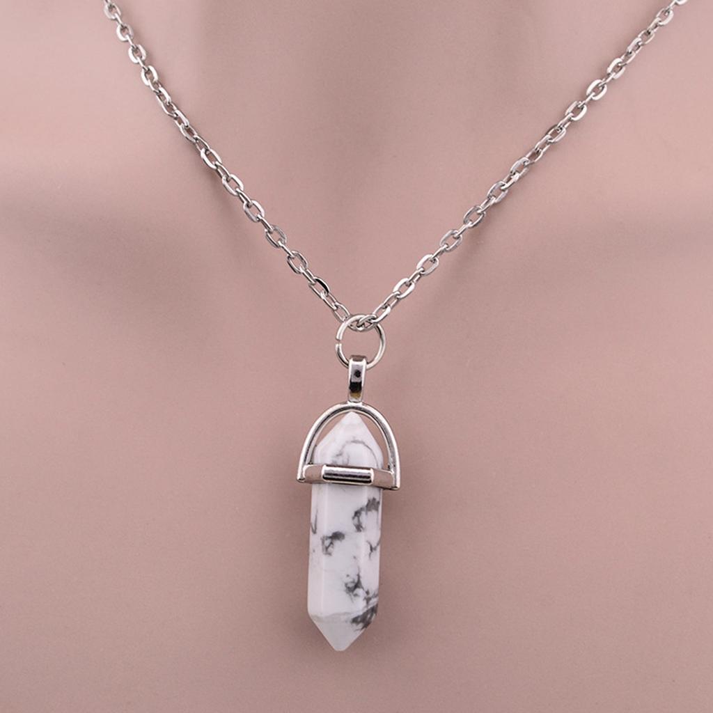Buy Hexagonal Column Quartz Necklaces Pendant Natural Stone Necklace at ...