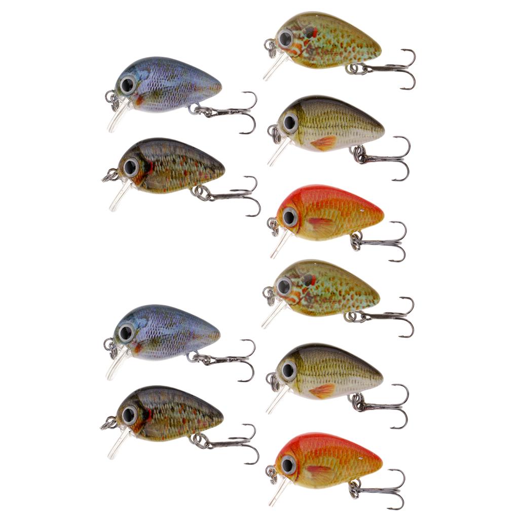 10Pcs Mini Fishing Lures 5 Colors Baits 2.7cm Vibration Minnow w/ Box ...
