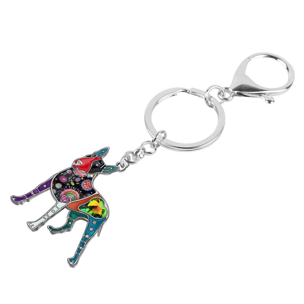Buy Enamel Alloy Rhinestone Crystal Cute Bull Terrier Dog Keychains ...