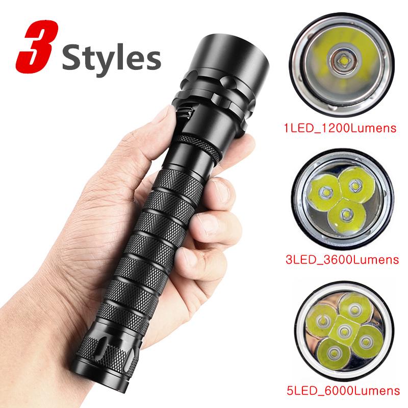 6000LM CREE XML-T6 1/3/5LED 100m Sualtı Tüplü Dalış El Feneri IPX-8 Su ...