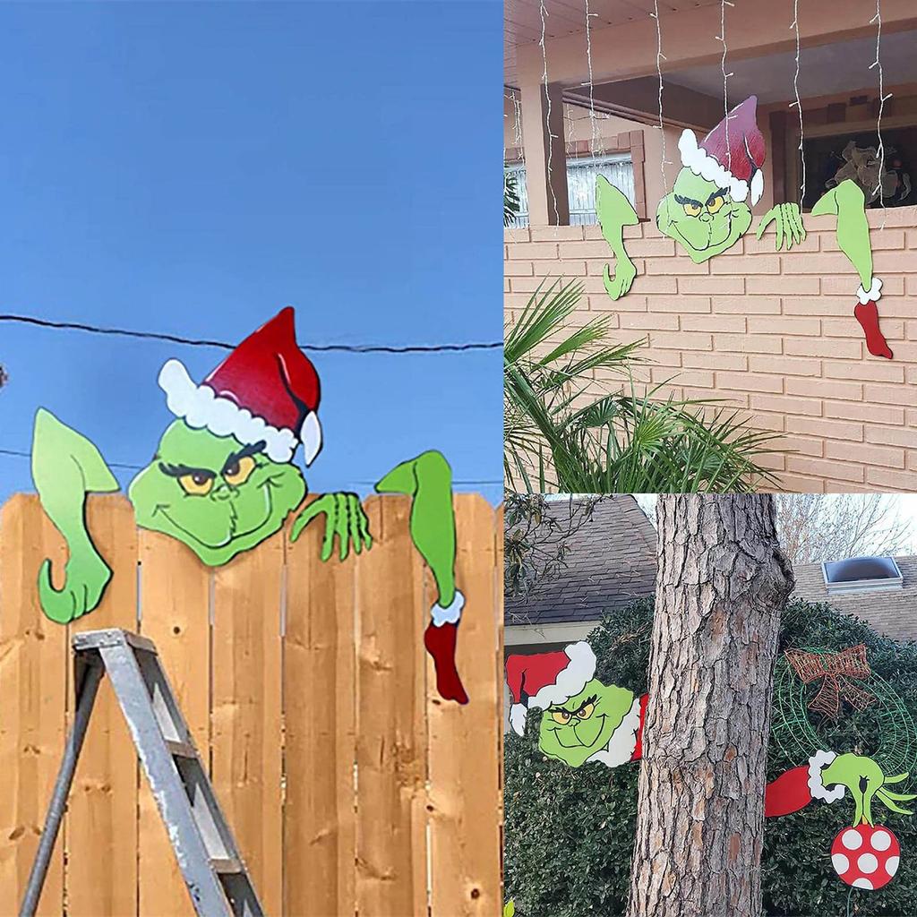 Buy (LH)Grinch Christmas Decorations Grinch Fence Peeker Ornaments ...