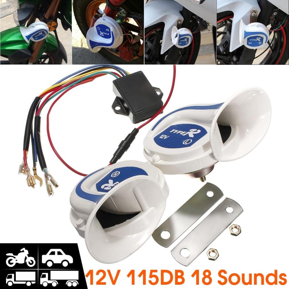 Buy 12V 115DB Electric Air Horn 18 Sounds Digital Electric Siren Loud ...
