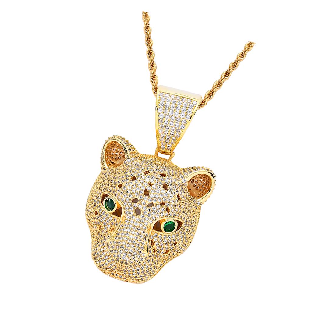 Leopard Head Pendant Hiphop Rapper Personality Necklace Men & Women ...