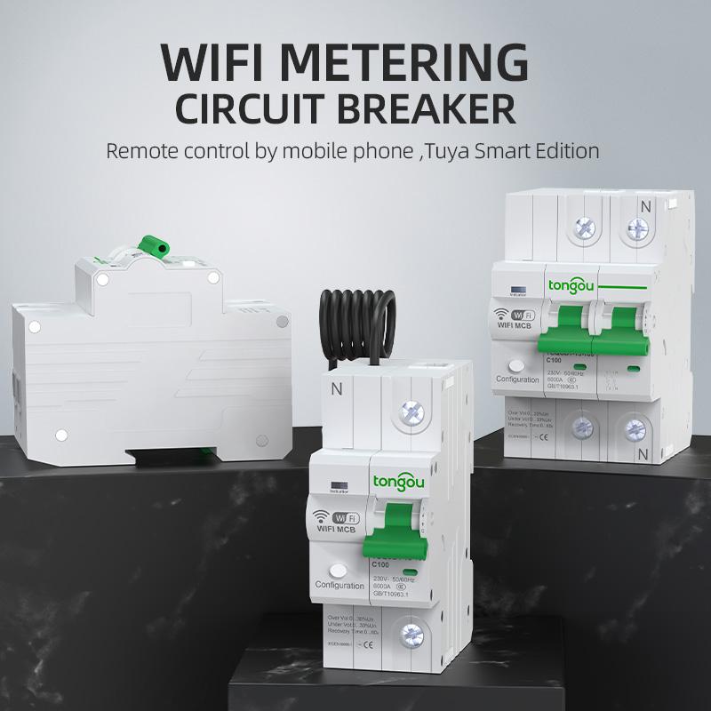 Buy Tuya 1P WIFI Metering Circuit Breaker Smart Life Timer Remote Control Automatic Wireless ...