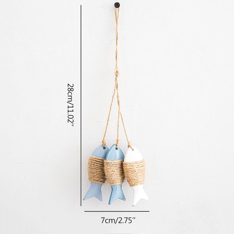 Buy Nautical Wooden Fish Pendant Room Decor Fish String Wall Hanging ...