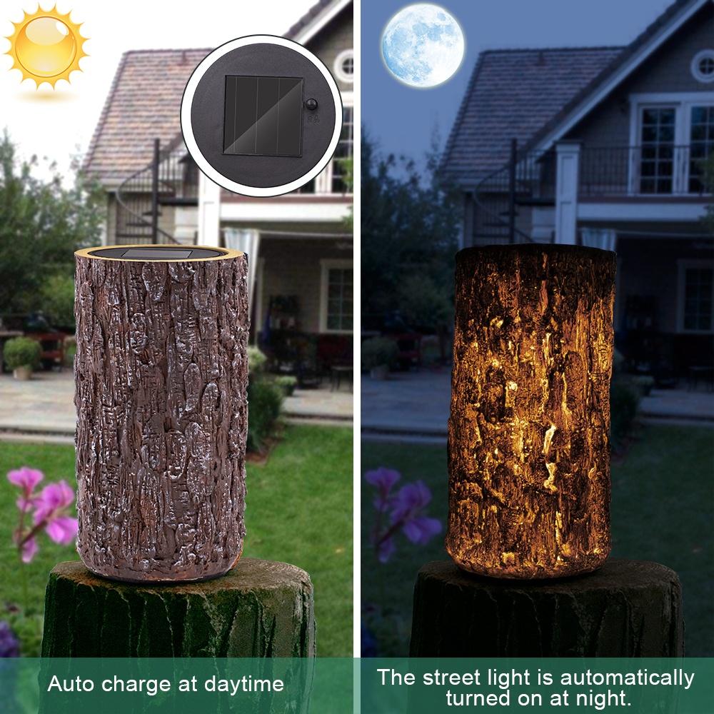 Doersupp Solar Lawn Lights Tree Lanterns LED Stump Light Outdoor ...