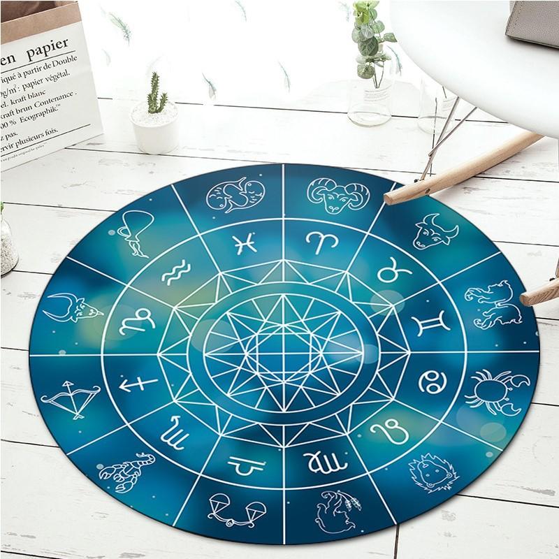 Buy Zodiac Print Round Carpet Living Room Bedroom Carpet Simple ...