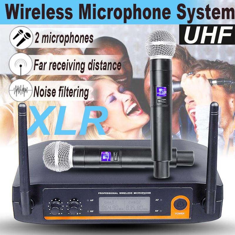 Buy Wireless Microphone System with LCD Display Dual Channel Handheld ...