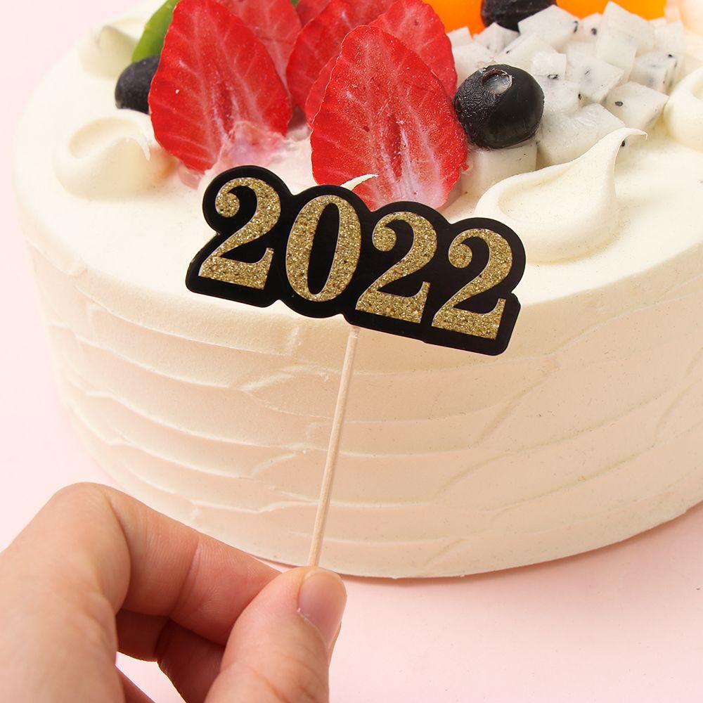 Happy New Year Decorations Paper Made Cupcake Topper 2022 New Year Cake ...