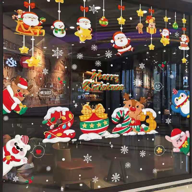 Buy Merry Christmas Glass Stickers Decorative Scene Arrangement ...