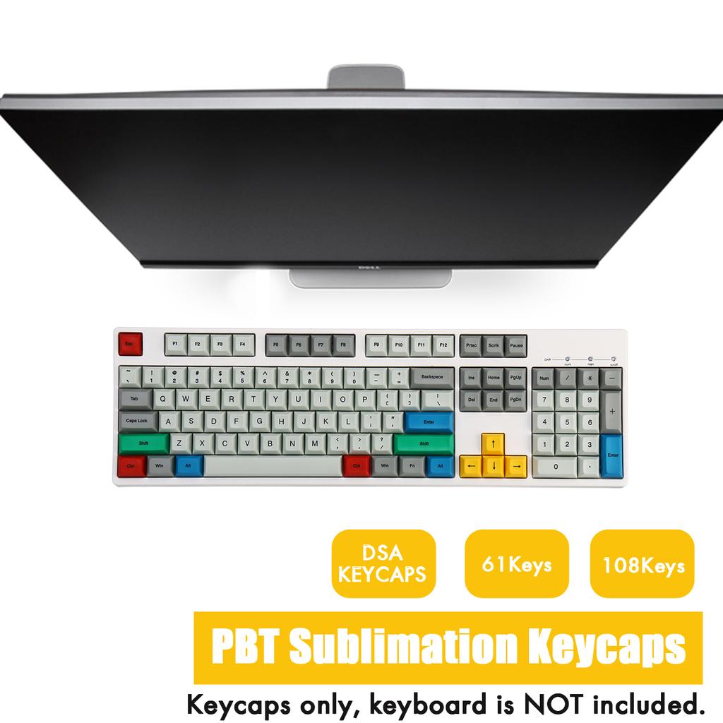 Buy 61/108 Keys DSA Keycaps PBT Sublimation Keycaps Durable Matte PBT ...