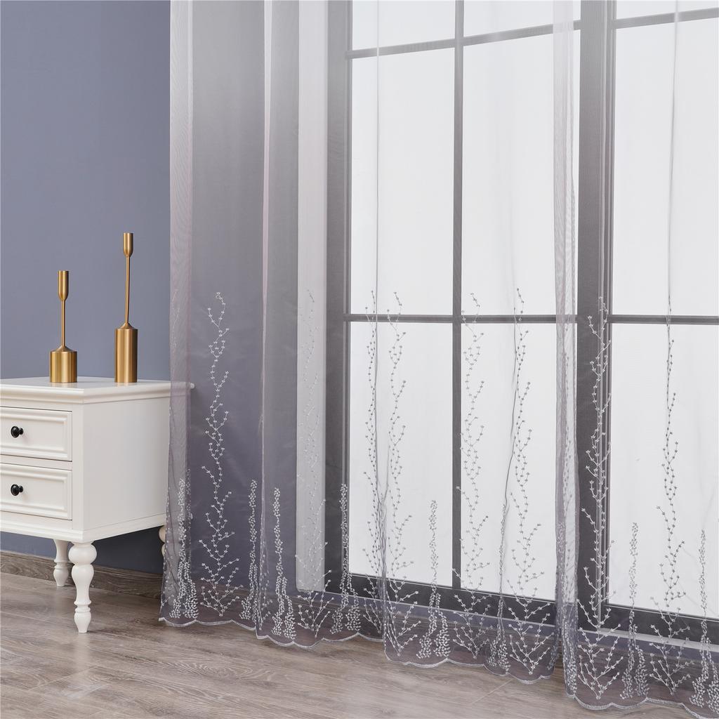 Besticktes Gras Durchsichtige Vorhänge für Wohnzimmer Moderne Voile ...