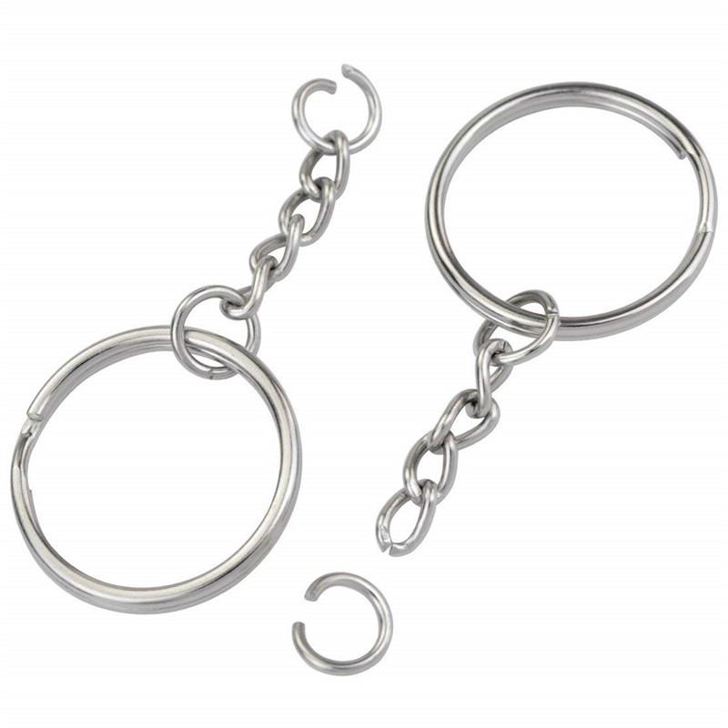Buy Silver Colour Practical Key 4 Link/Screws Blanks 50 x Keyring Rings ...
